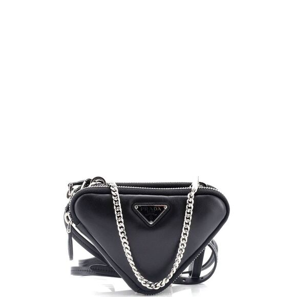 Prada | Bags | Prada Triangle Crossbody Pouch Nappa Leather Mini Black ...
